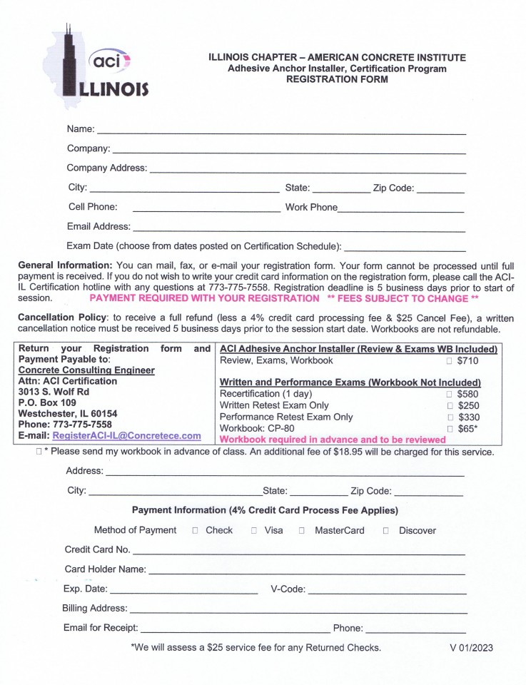 ACI Illinois Chapter - Adhesive Anchor Installer (AAI)